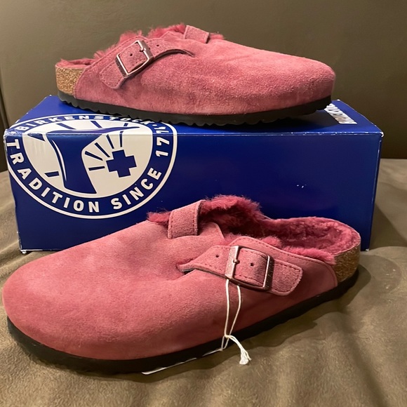 Birkenstock | Shoes | Birkenstock Boston Shearling Maroon | Poshmark